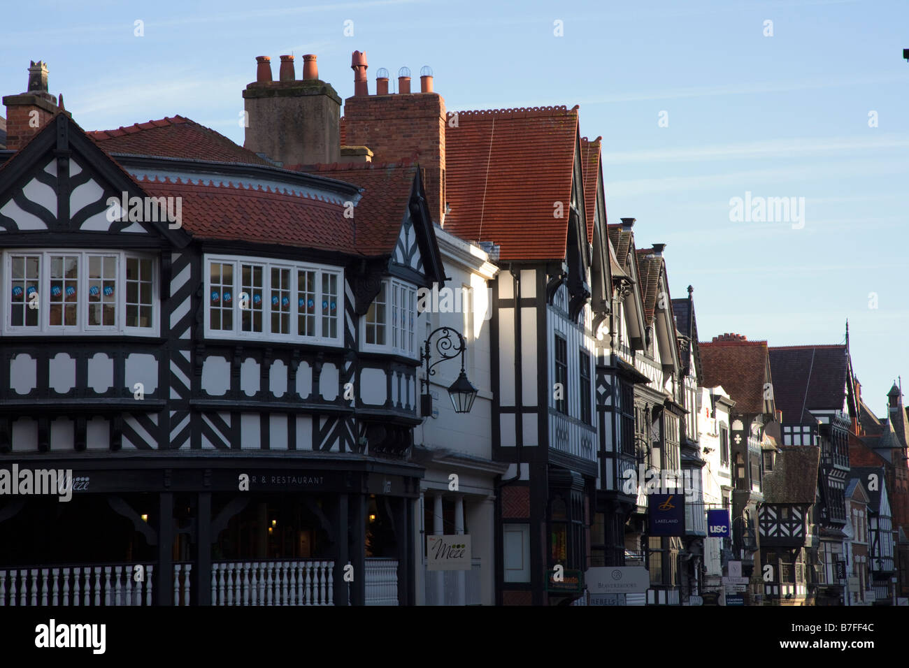 Tudor buildings in a row going down Bridge Street from The Cross at ...