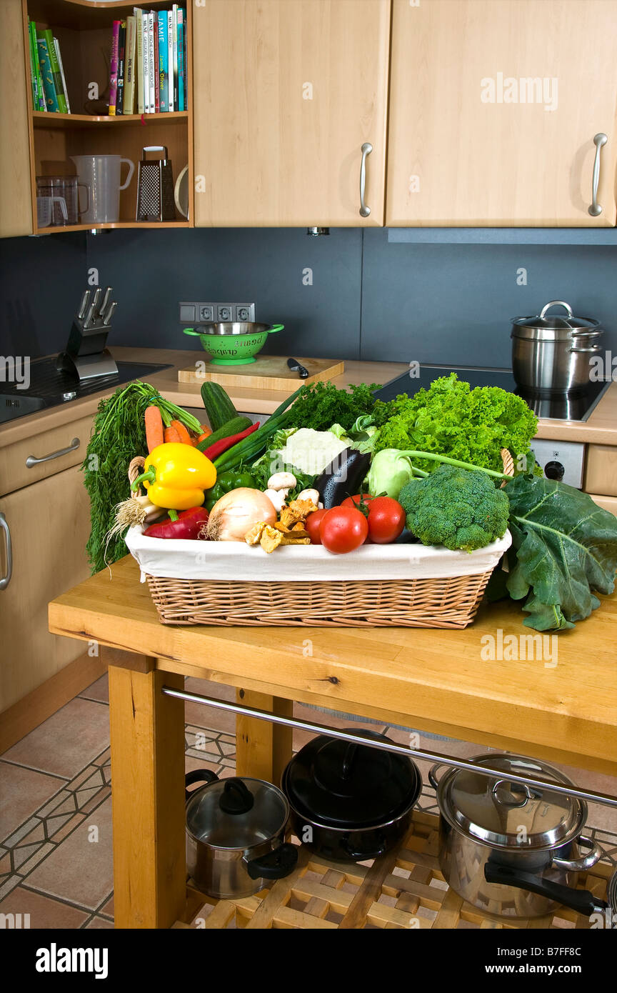 basket with vegetables in kitchen Stock Photo - Alamy