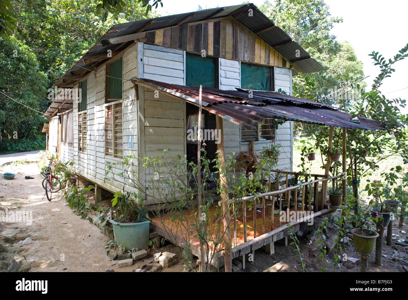 Wooden Kampung Village House Stock Photo - Alamy