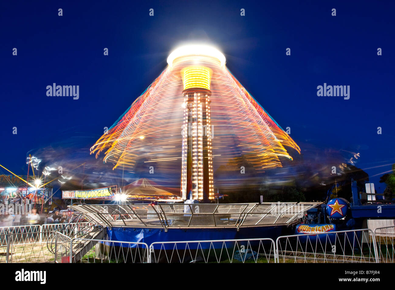 Carnival ride at night. Rye foreshore carnival. January 2009. Rye ...