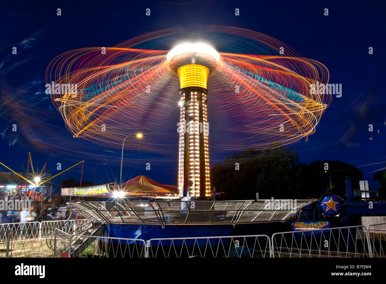 Carnival ride at night. Rye foreshore carnival. January 2009. Rye ...