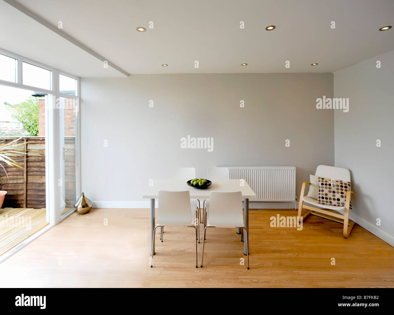 dining room in kitchen in newly restored rebuilt house Stock Photo - Alamy