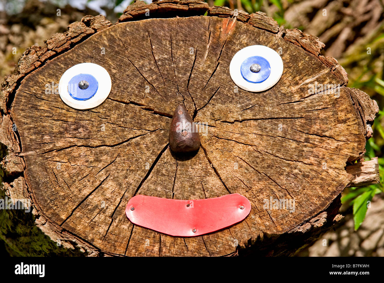[funny face] on a "tree stump Stock Photo - Alamy