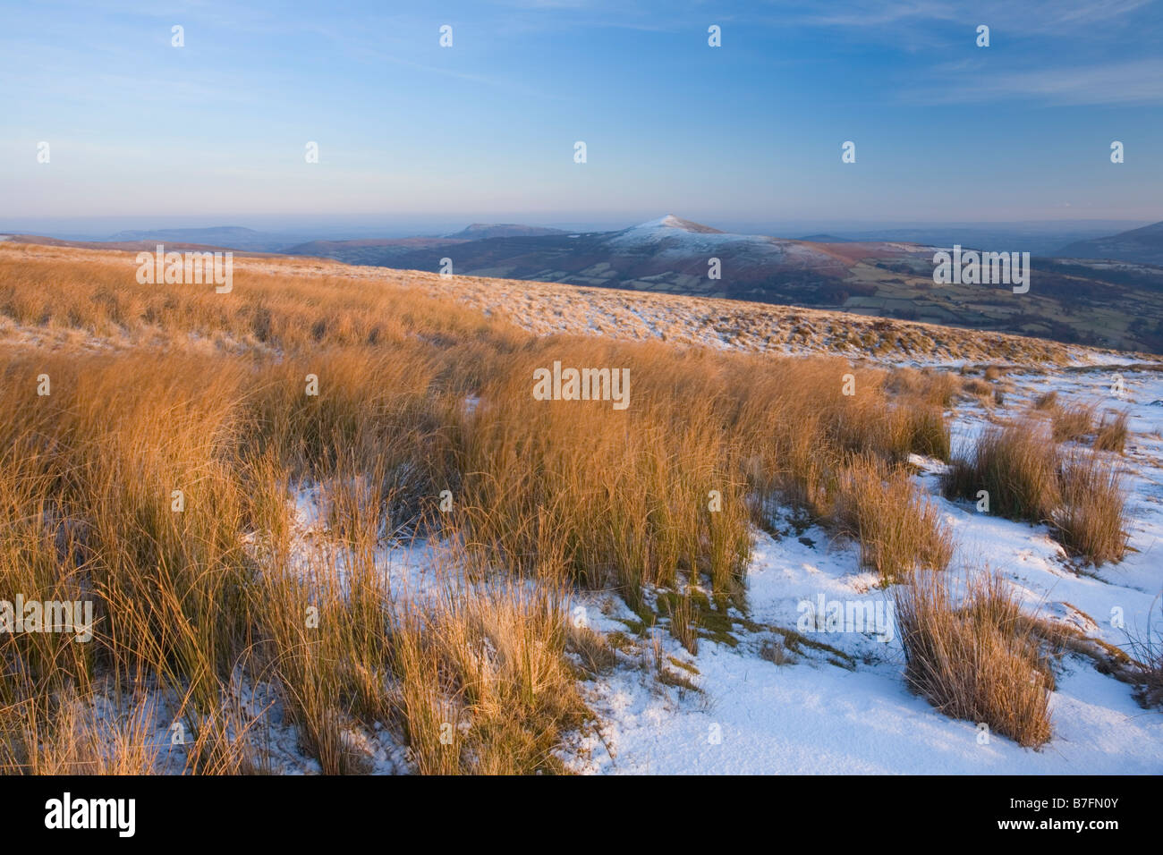 View toward Sugarloaf from Pen Cerrig calch in The Black Mountains ...