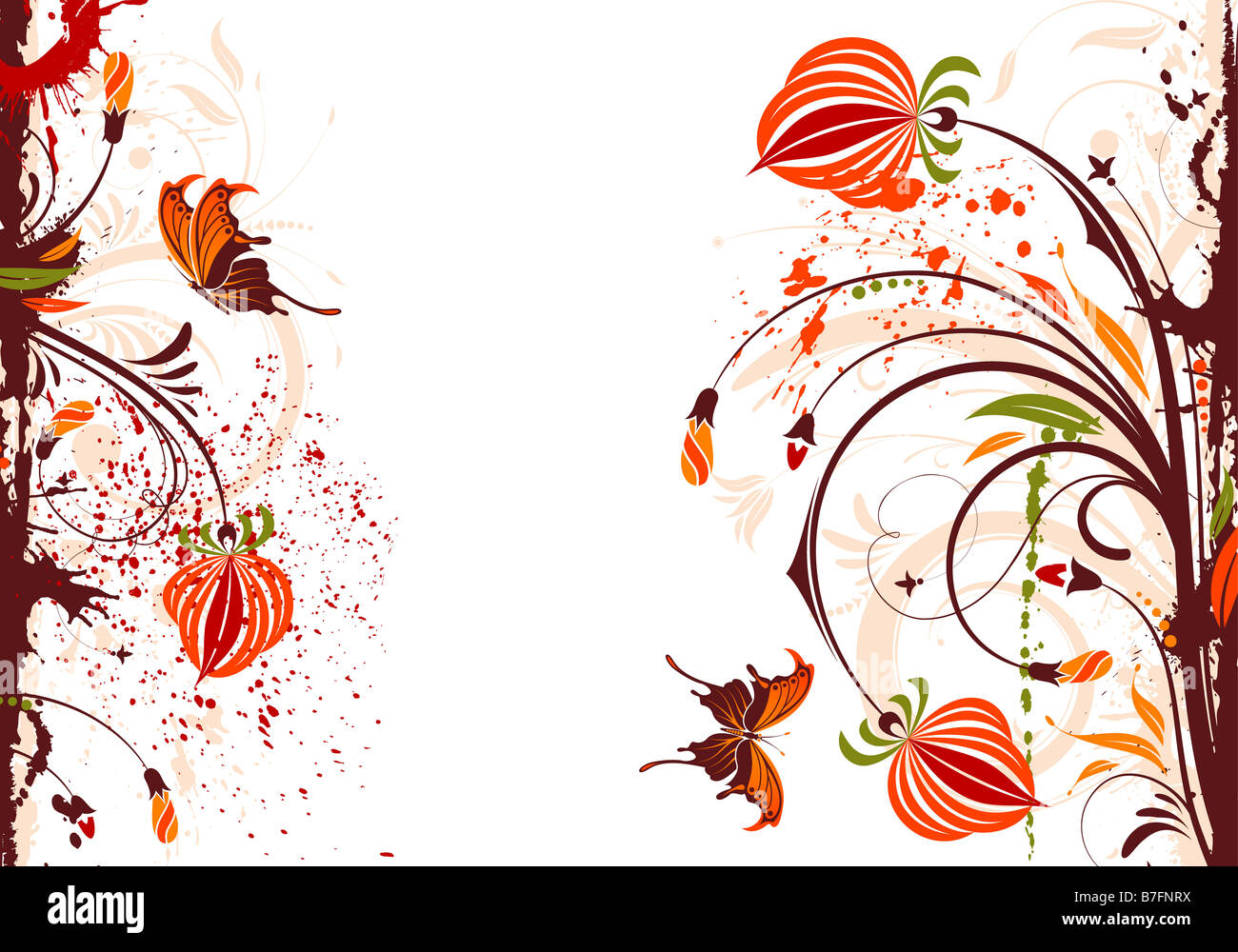 Grunge flower background with butterfly Stock Photo - Alamy