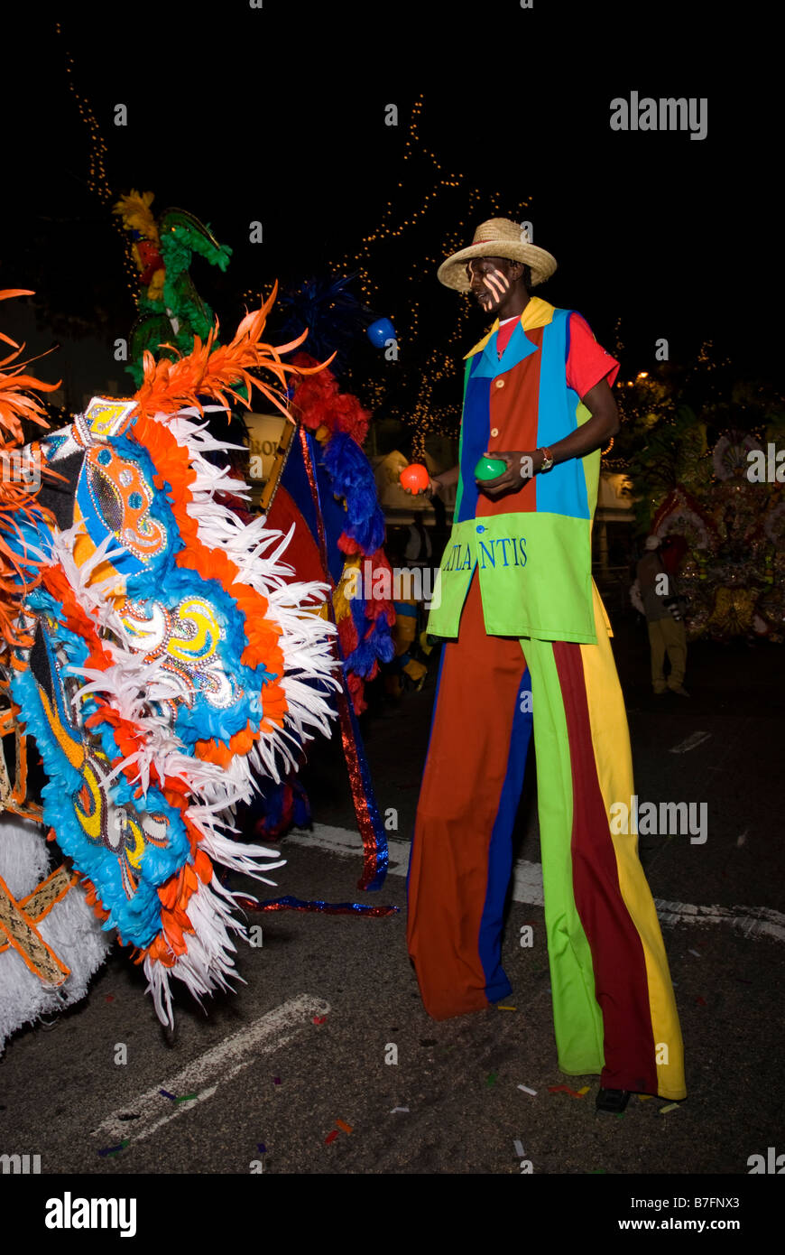 Male Junkanoo Dancer on stilts Boxing Day Parade Nassau Bahamas Stock ...