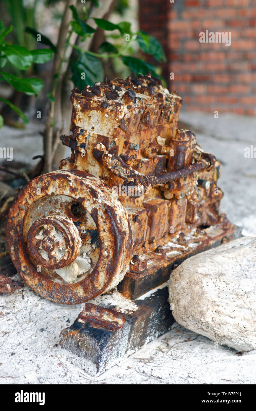 Rusted engine block on beach Stock Photo - Alamy