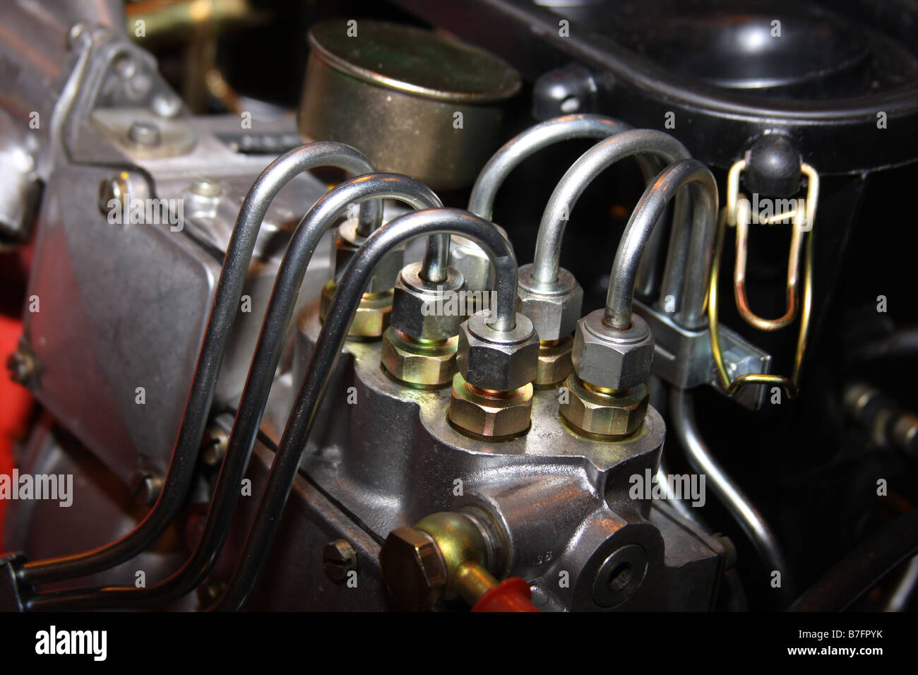 Pipes and fittings on modern racing engine breaking system Stock Photo ...