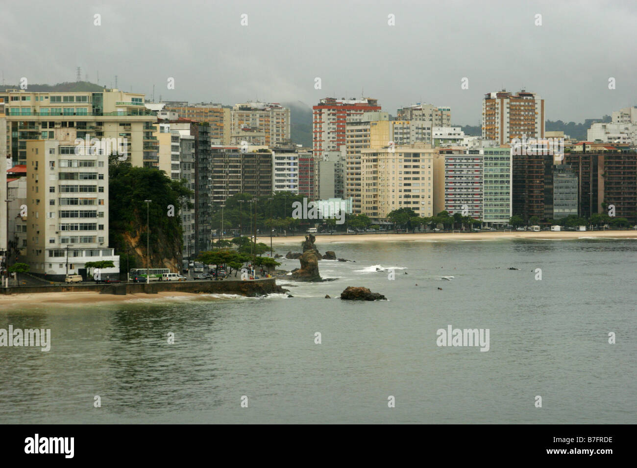 High rise buildings and hotels along seafront Rio de Janeiro Brazil ...