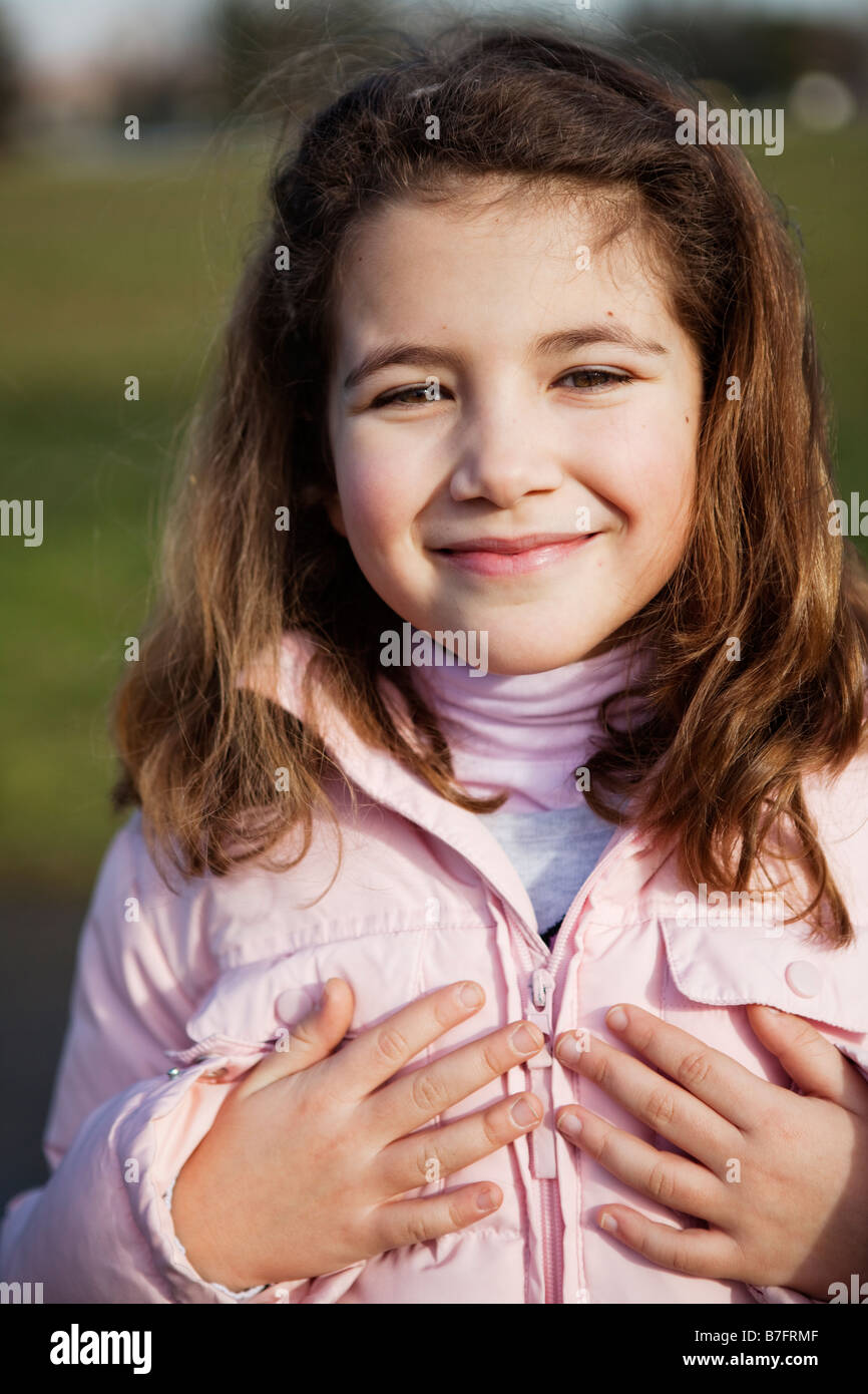 Confident caucasian child outdoors Stock Photo - Alamy