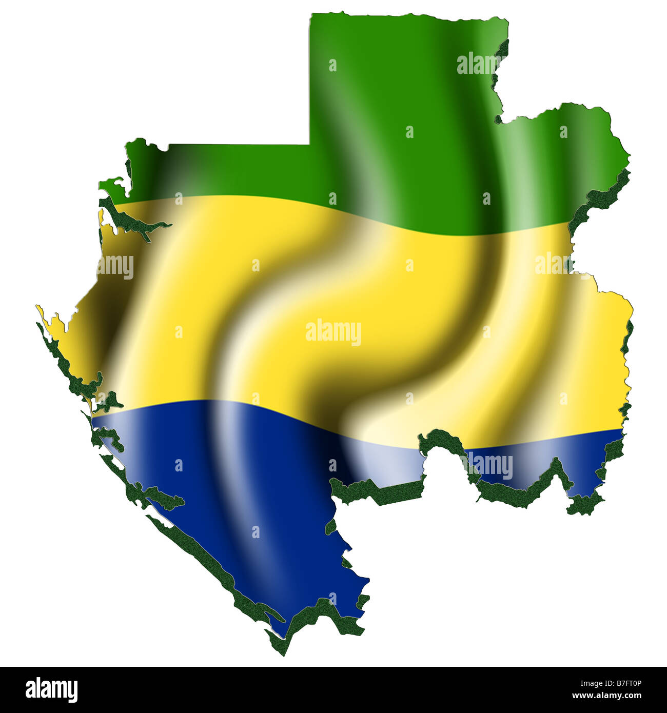 Gabon Flag Map Flag 3D Map Of Gabon, Flag Rotated