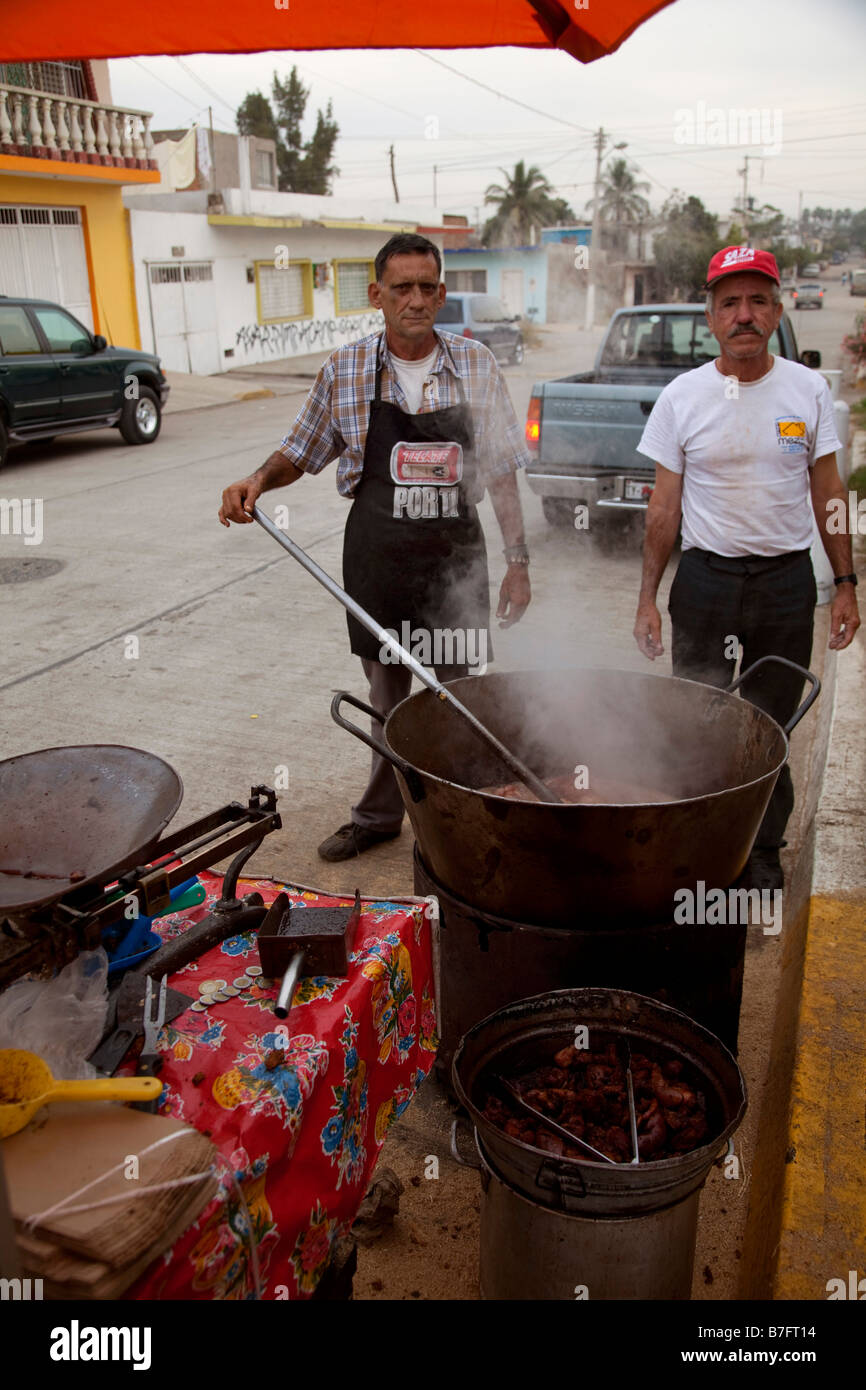 Cooking chicharones Mazatlan Sinaloa Mexico Stock Photo - Alamy