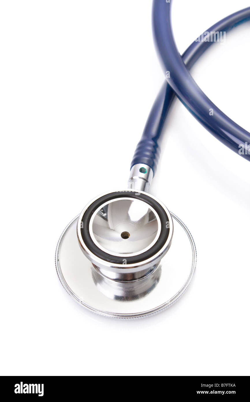 Close up of a professional stethoscope isolated on white background ...