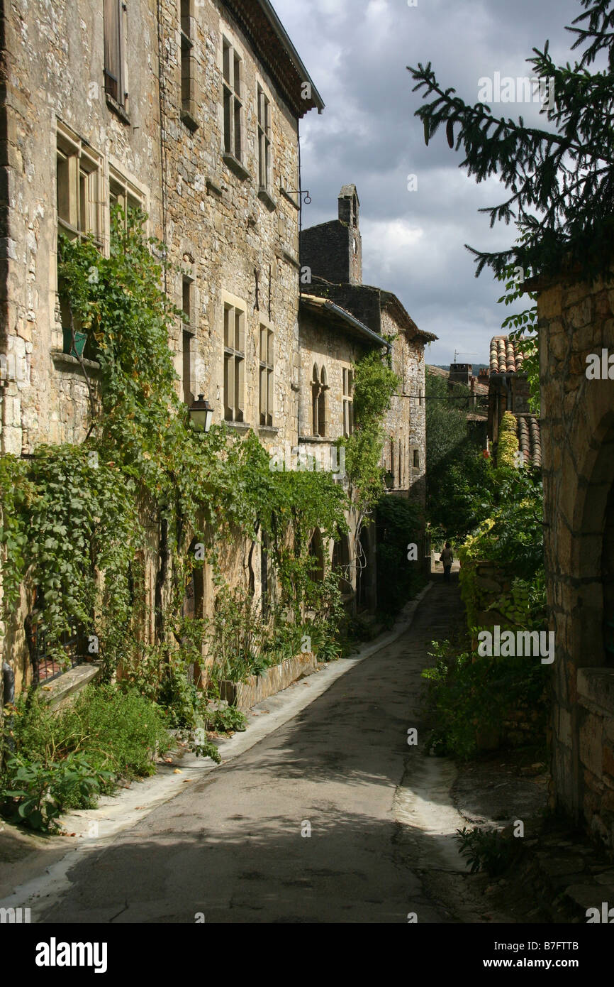 Old rural street in France. Ivy covered houses Stock Photo - Alamy