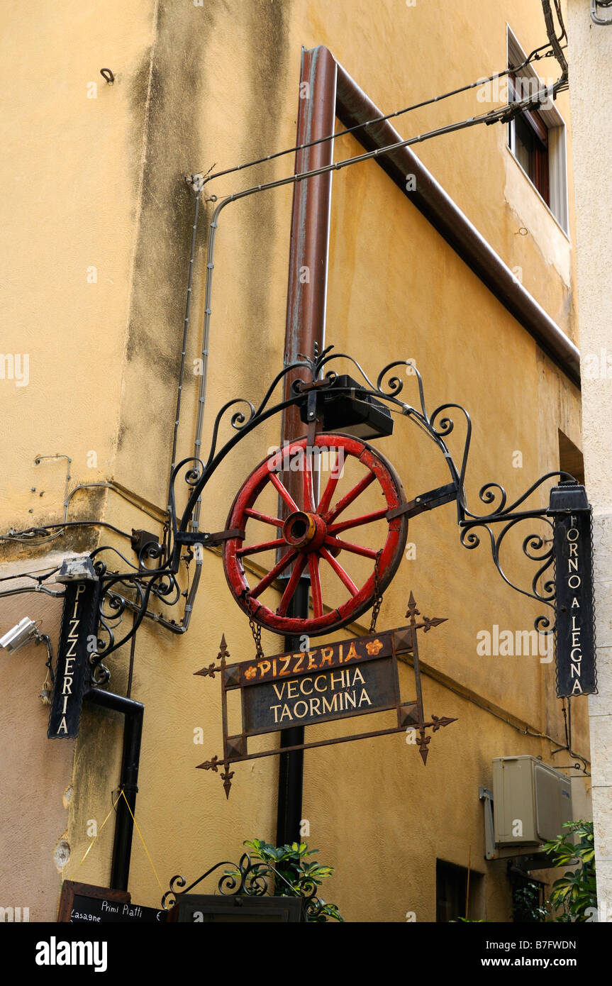 Shop Sign on the Main shopping street of Taormina, Sicily, Italy Stock ...