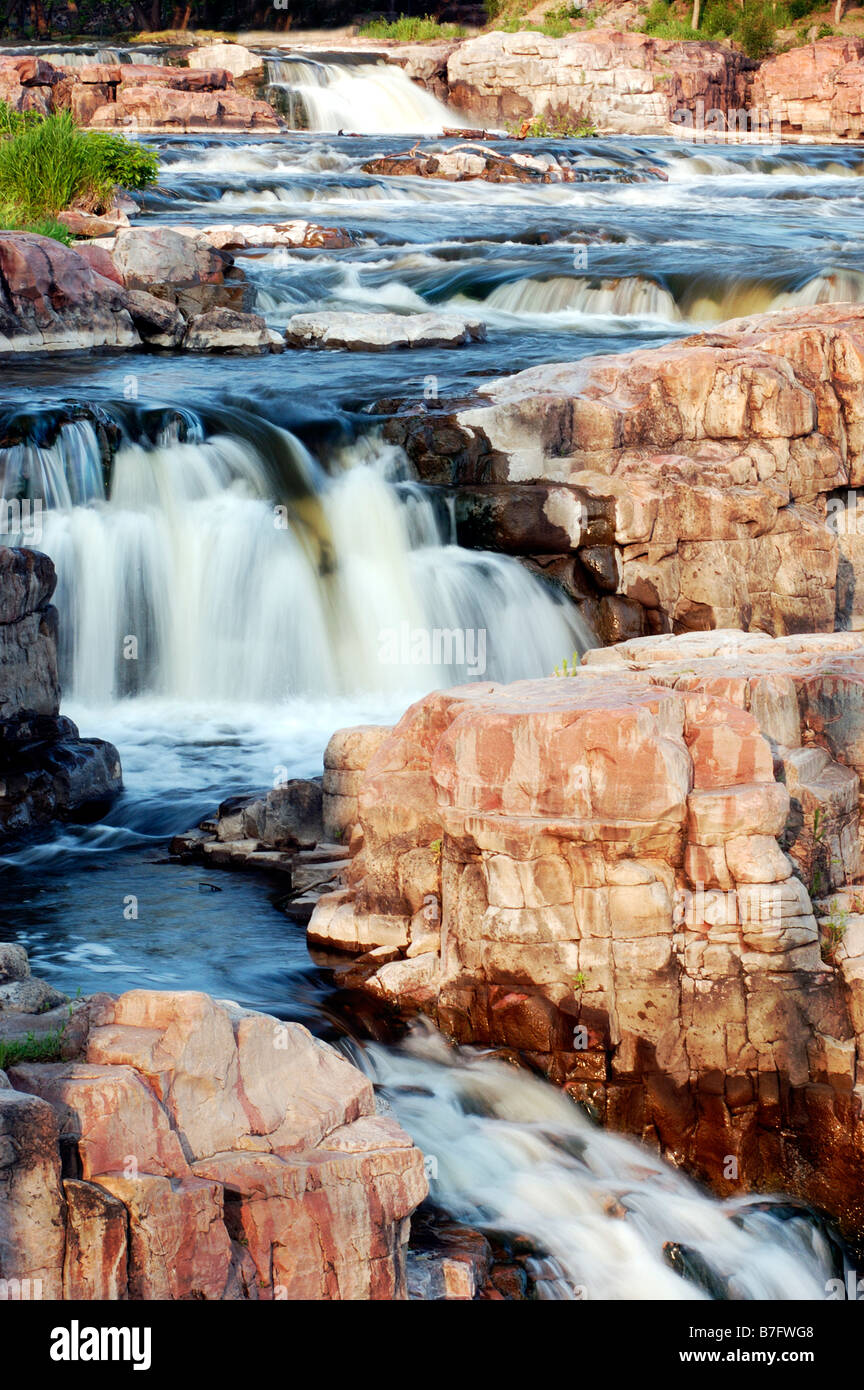 waterfalls on the Big Sioux River in Sioux Falls, South Dakota. USA ...