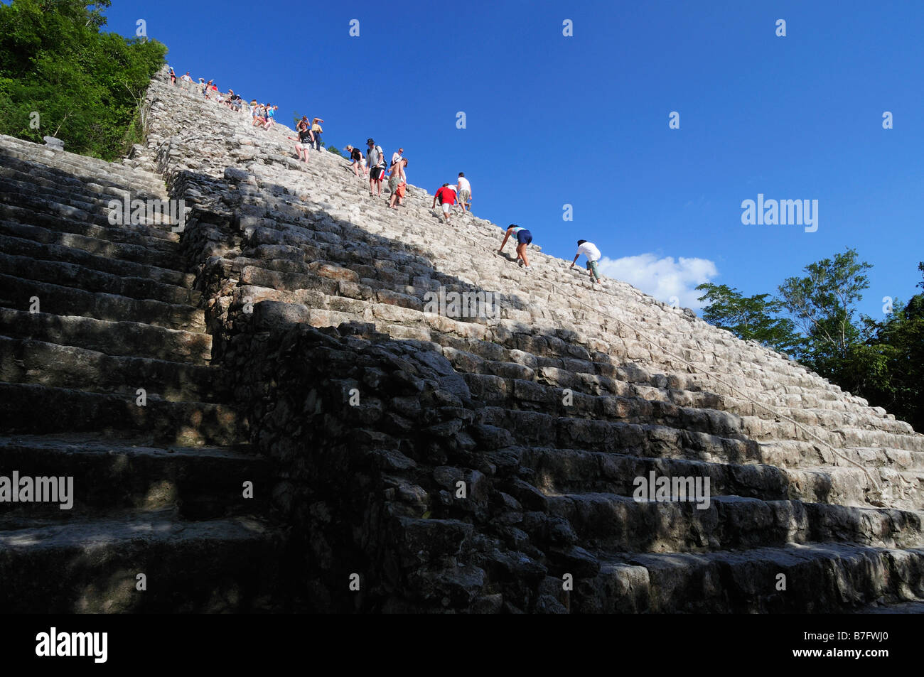 Giant pyramid of Nohoch Mul, Coba Maya ruins, Yucatan, Mexico Stock ...