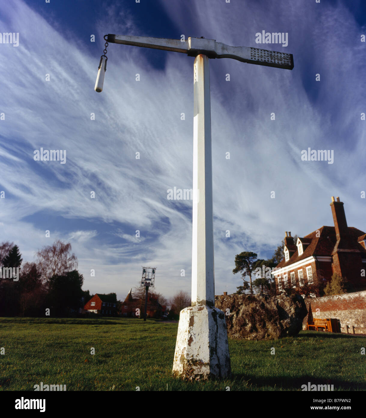 The Tilting pole or Quintain. Offham village, Kent, England, UK Stock ...