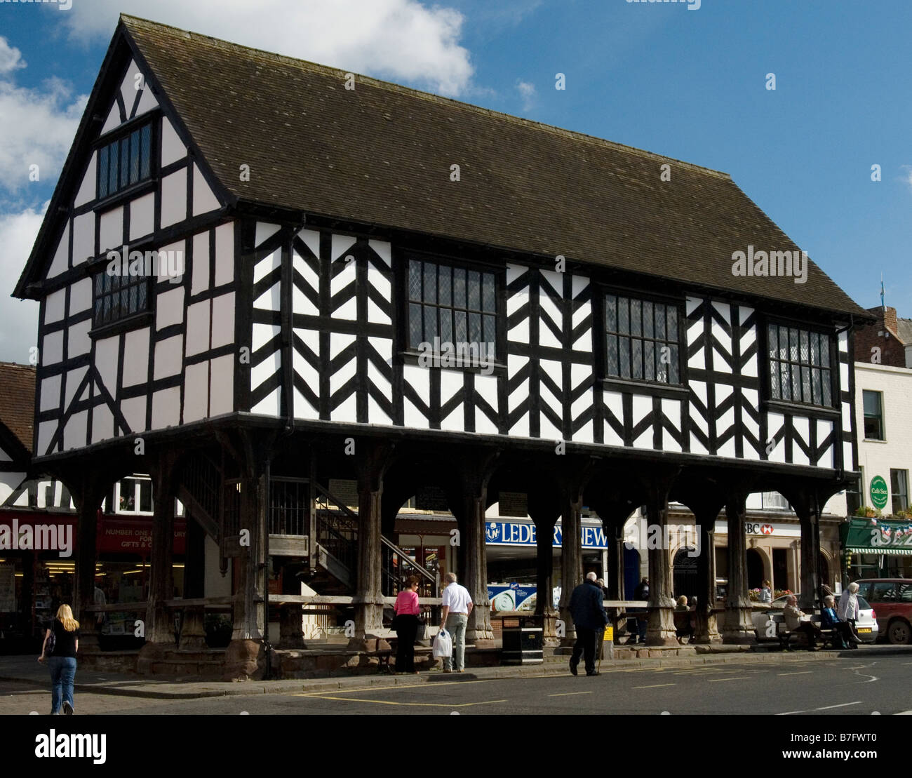 Half timbered Tudor market hall, Ledbury , Herefordshire , England ...