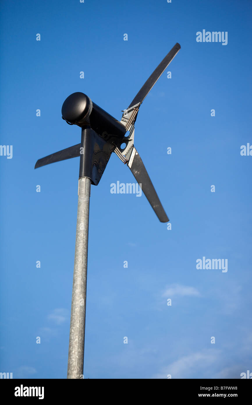 A wind turbine powering a church at Stocks reservoir in the forest of ...
