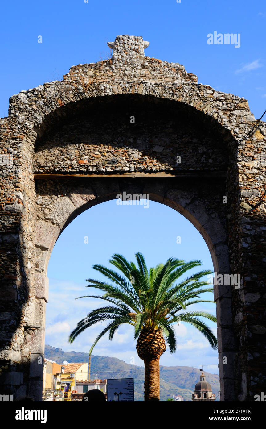 Gate into the old Town of Taormina in Sicily, Italy Stock Photo - Alamy