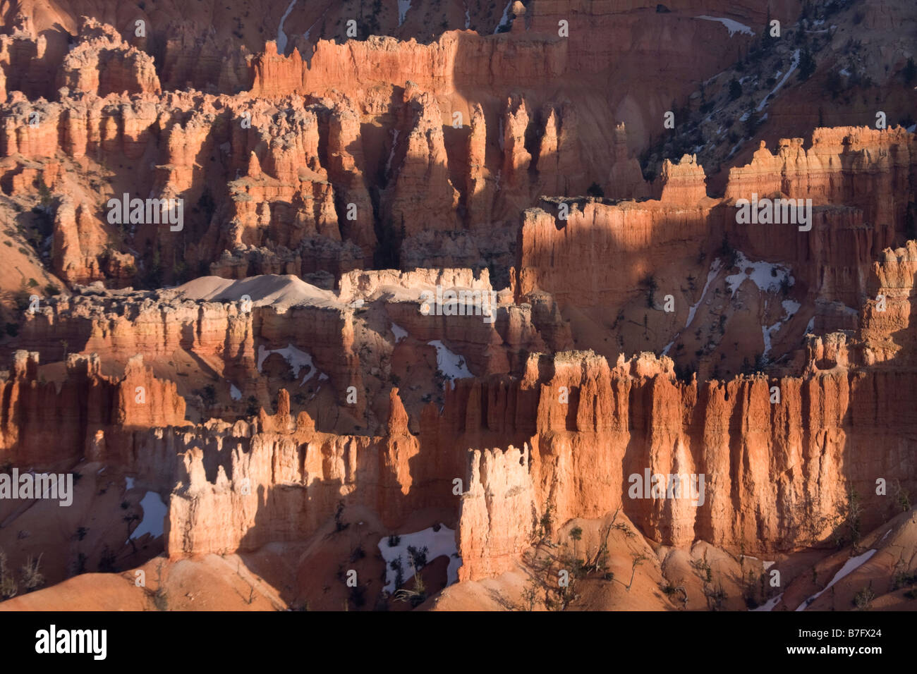 Evening light highlights the hoodoos in Bryce Amphitheater Sunset Point ...
