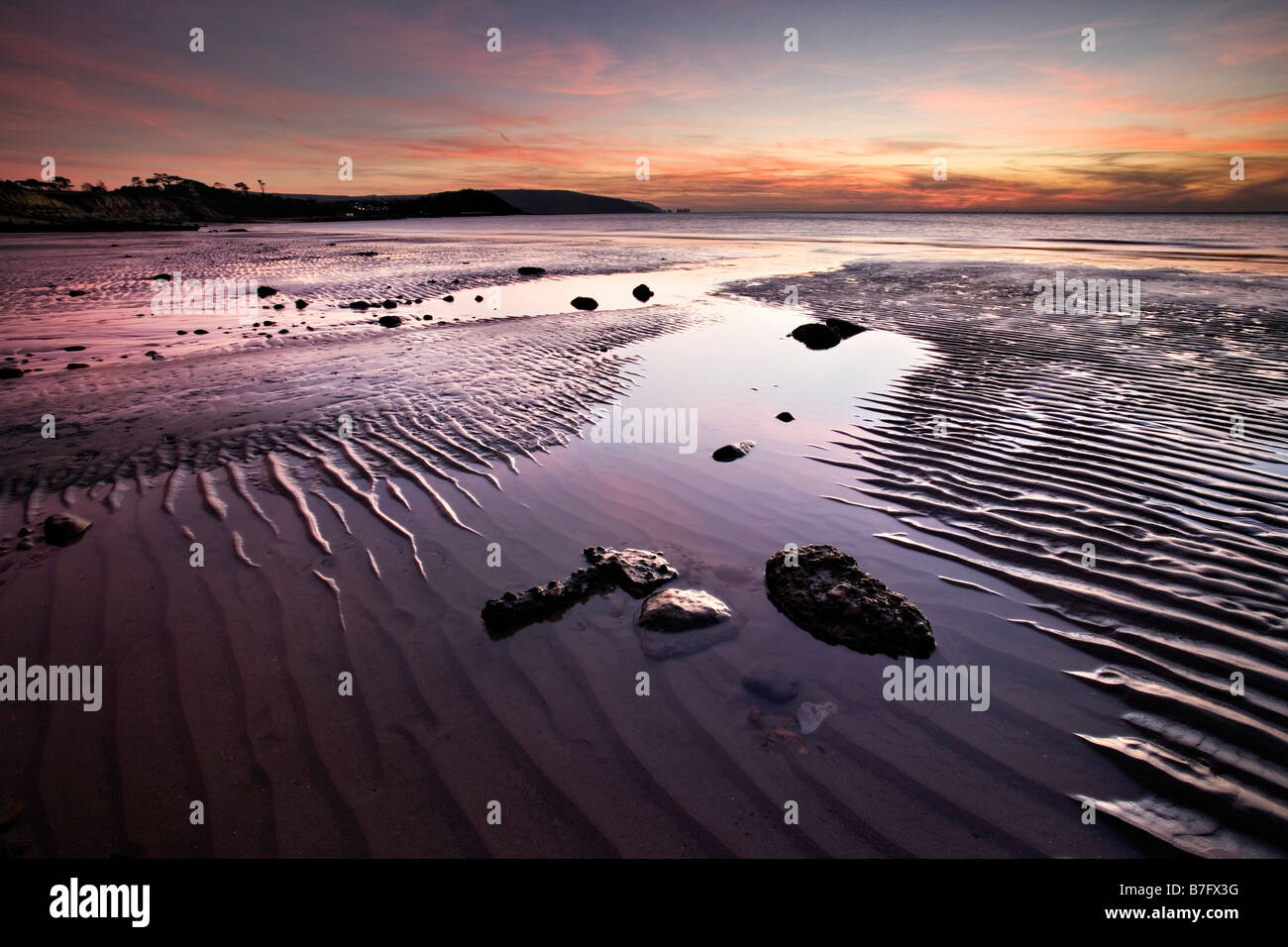 Colwell Bay At Sunset Isle Of Wight Stock Photo Alamy