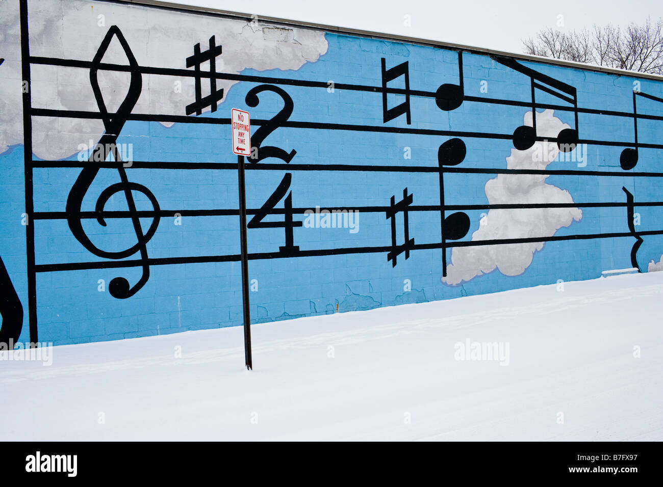 Music notes painted on a wall Stock Photo - Alamy