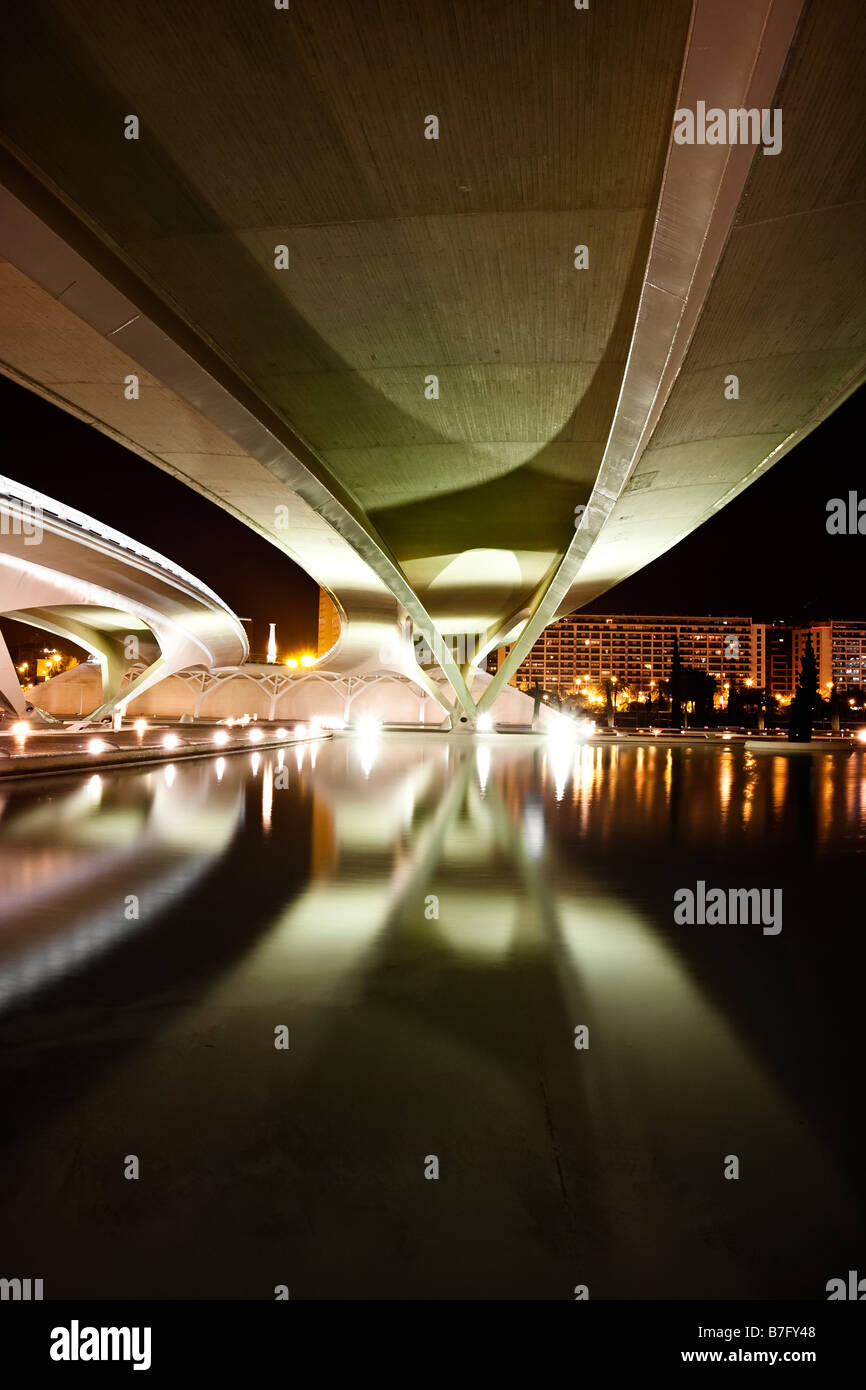 Under urban highway bridge at night Stock Photo - Alamy
