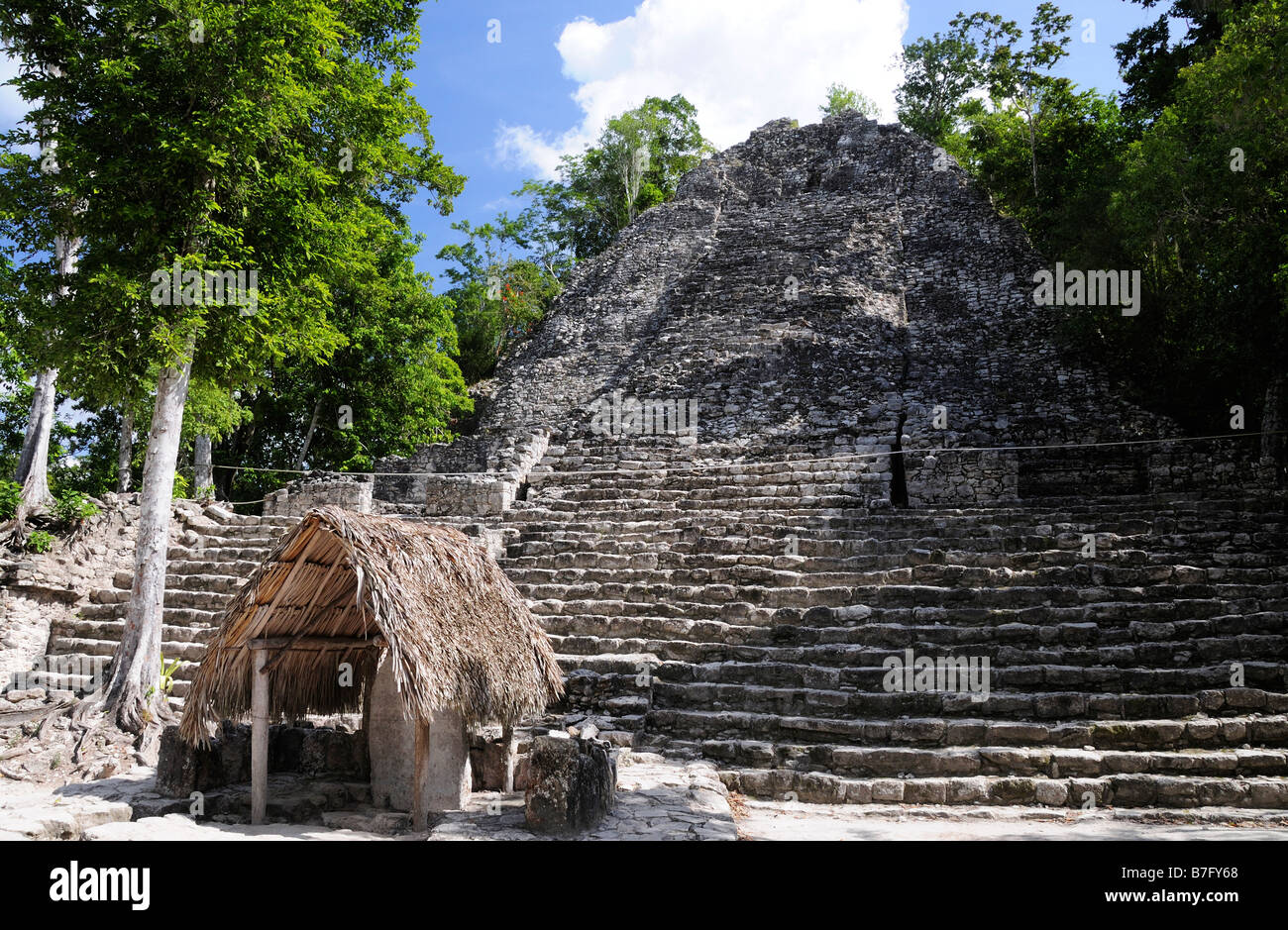 Coba Group -- the Church, with Stele 11 with a circular altar, Mexico ...