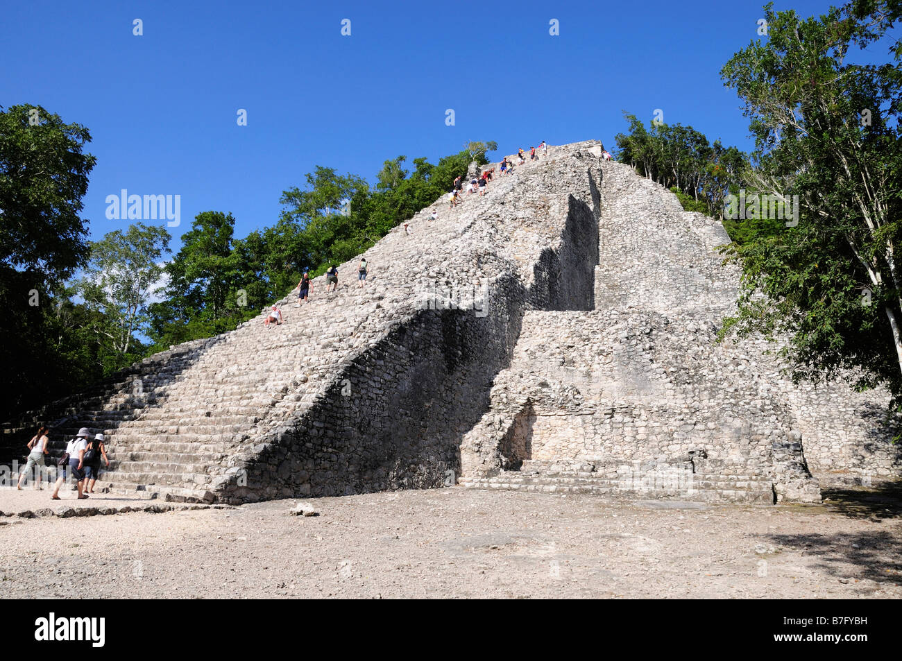 Giant pyramid of Nohoch Mul, Coba Maya ruins, Yucatan, Mexico Stock ...