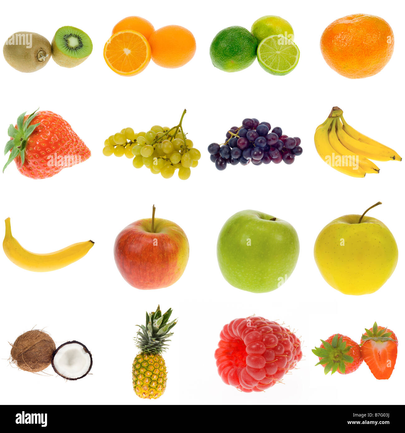 fruit collection isolated on a white background Stock Photo - Alamy