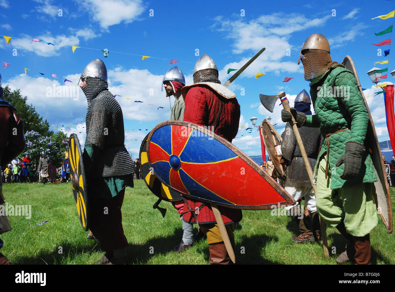 group of knights with helmets and armors Stock Photo - Alamy