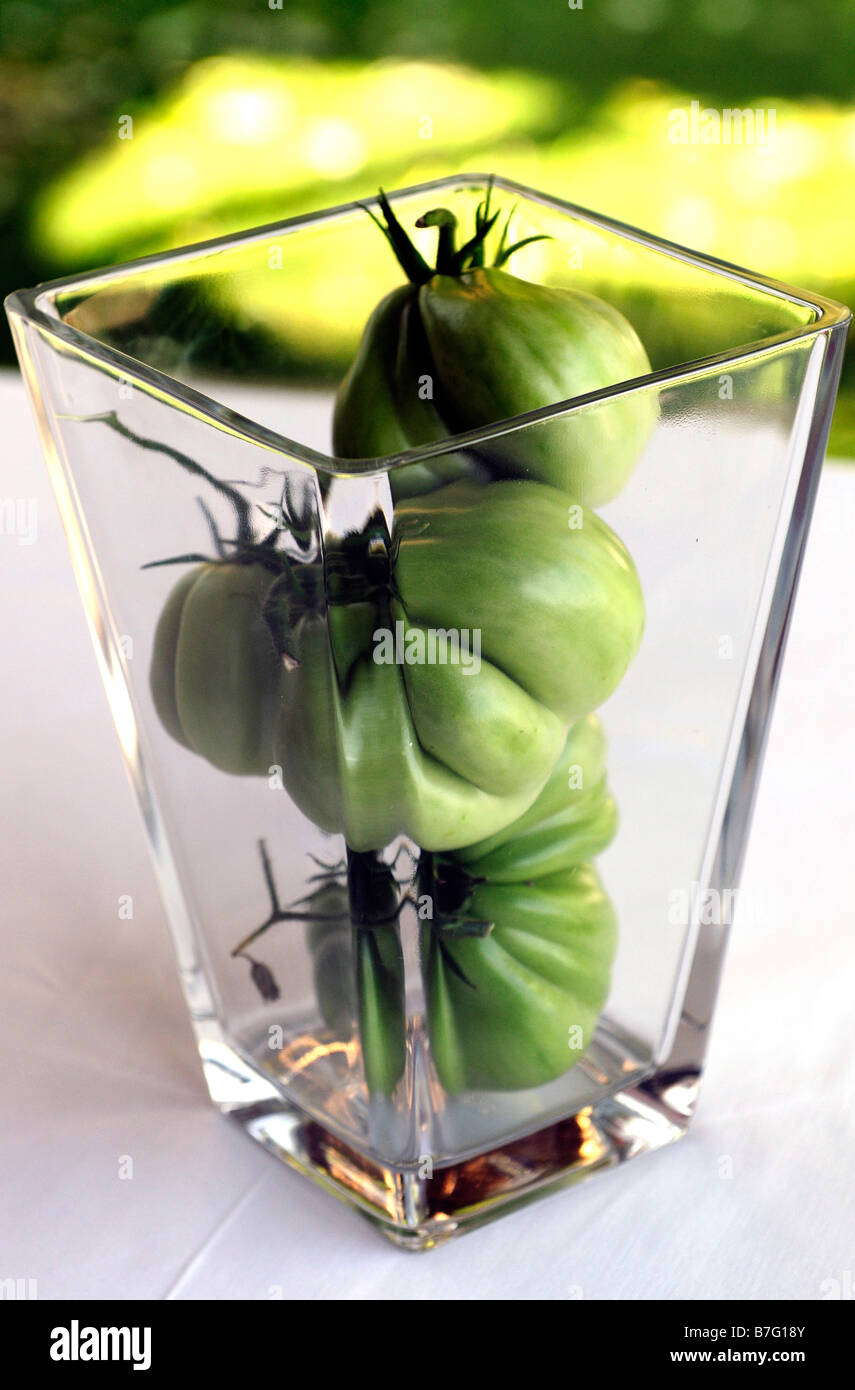 Large green tomatoes in a vase Stock Photo - Alamy