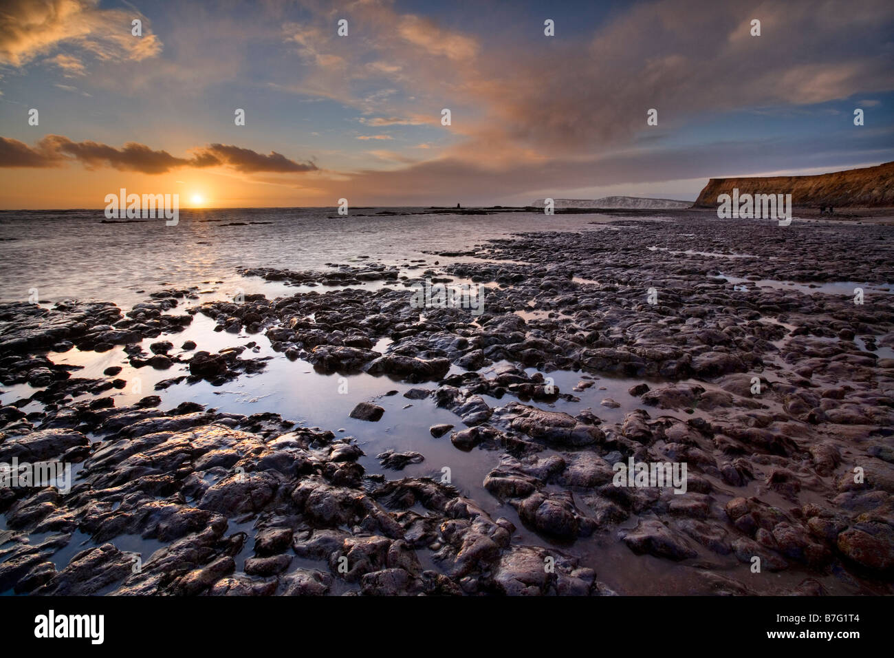 Sunset at Compton Bay Isle of Wight Stock Photo - Alamy