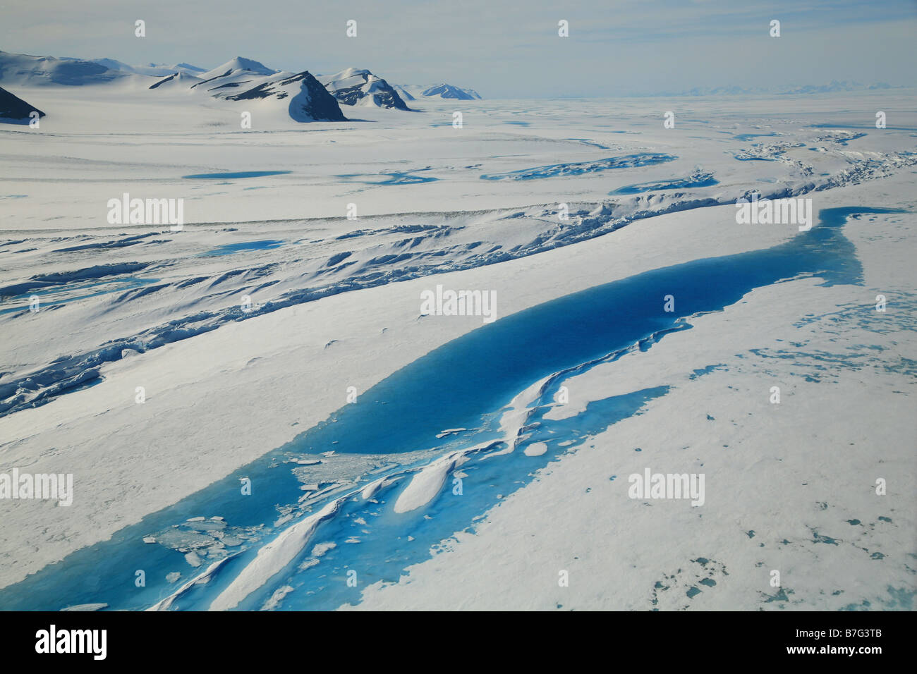 Meltpools following the pressure ridges between George VI Sound and ...