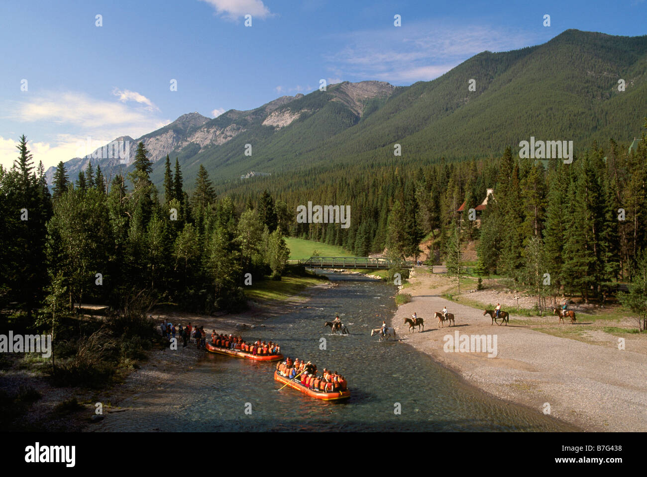 Banff National Park, Canadian Rockies, Alberta, Canada - Bow River, Rafting and Horseback Riding ...
