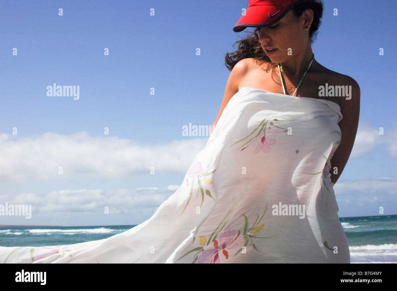 Woman in beach clothing at a summer holiday resort Model Release ...