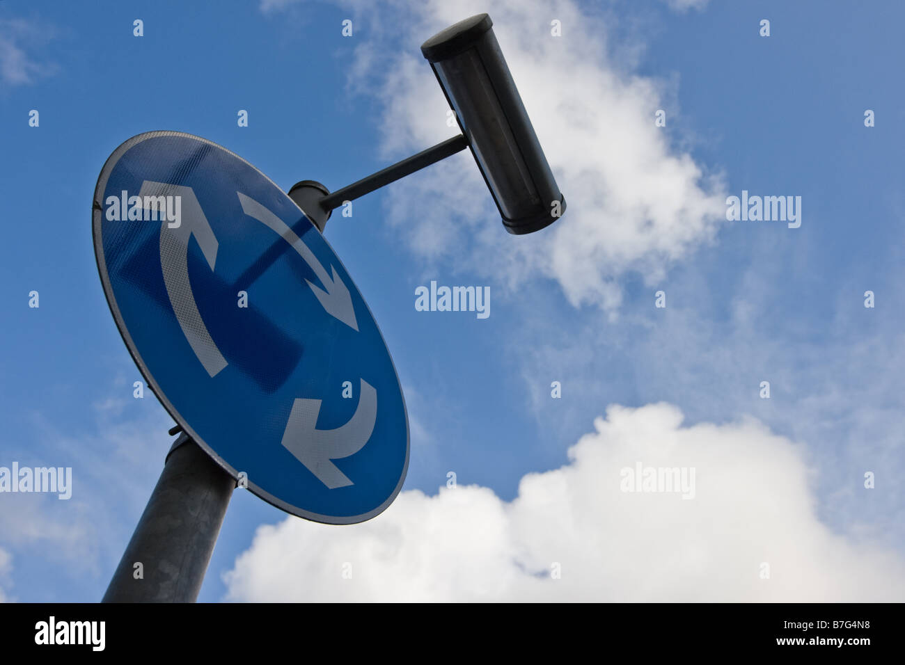Roundabout road sign Stock Photo - Alamy