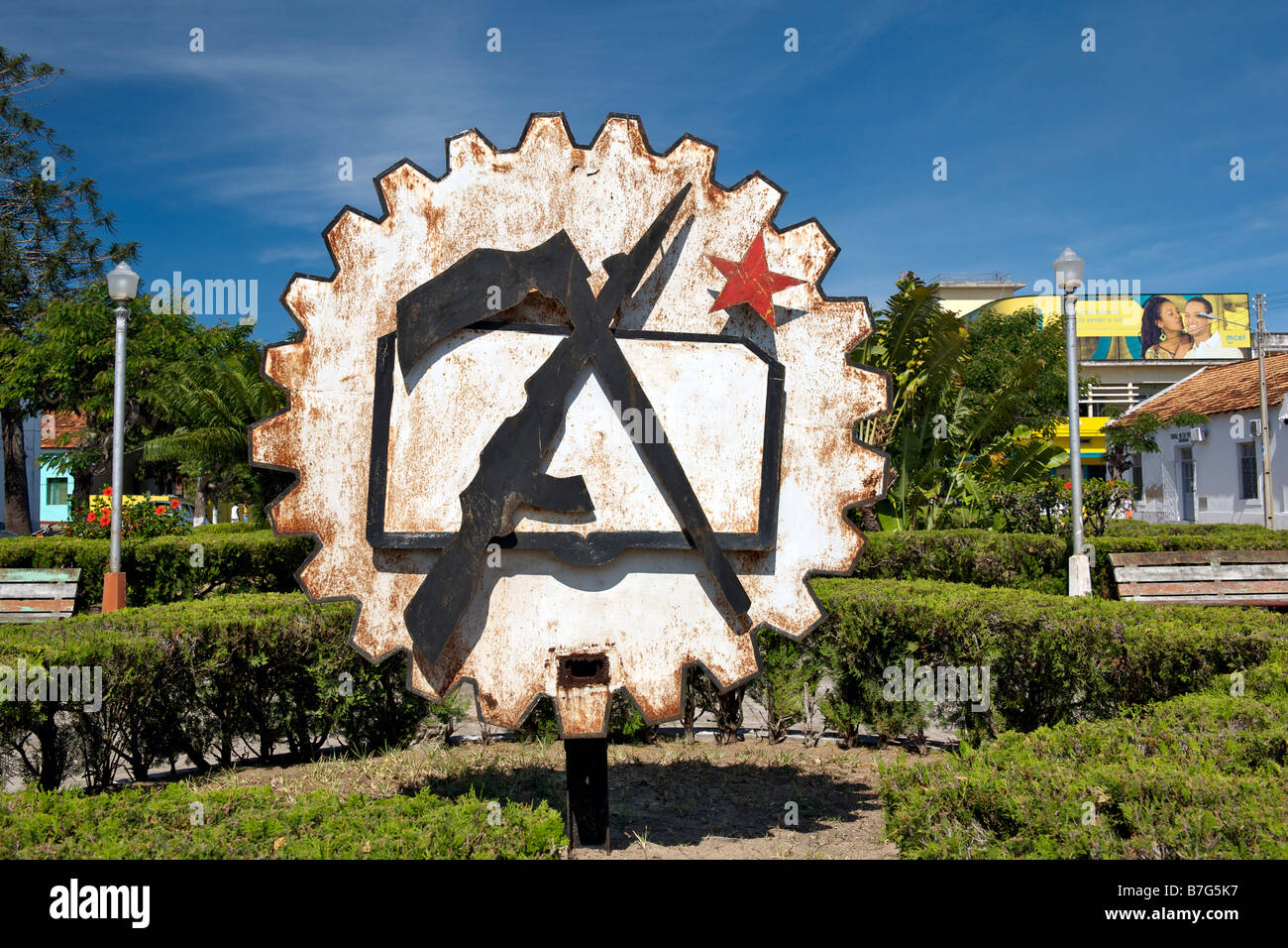 Soviet-era monument in the town of Inhambane in Mozambique Stock Photo ...