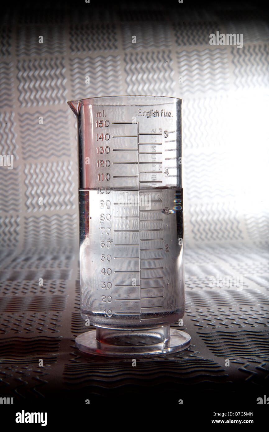 Beaker containing 100 ml of clear liquid and no solids in any form ...