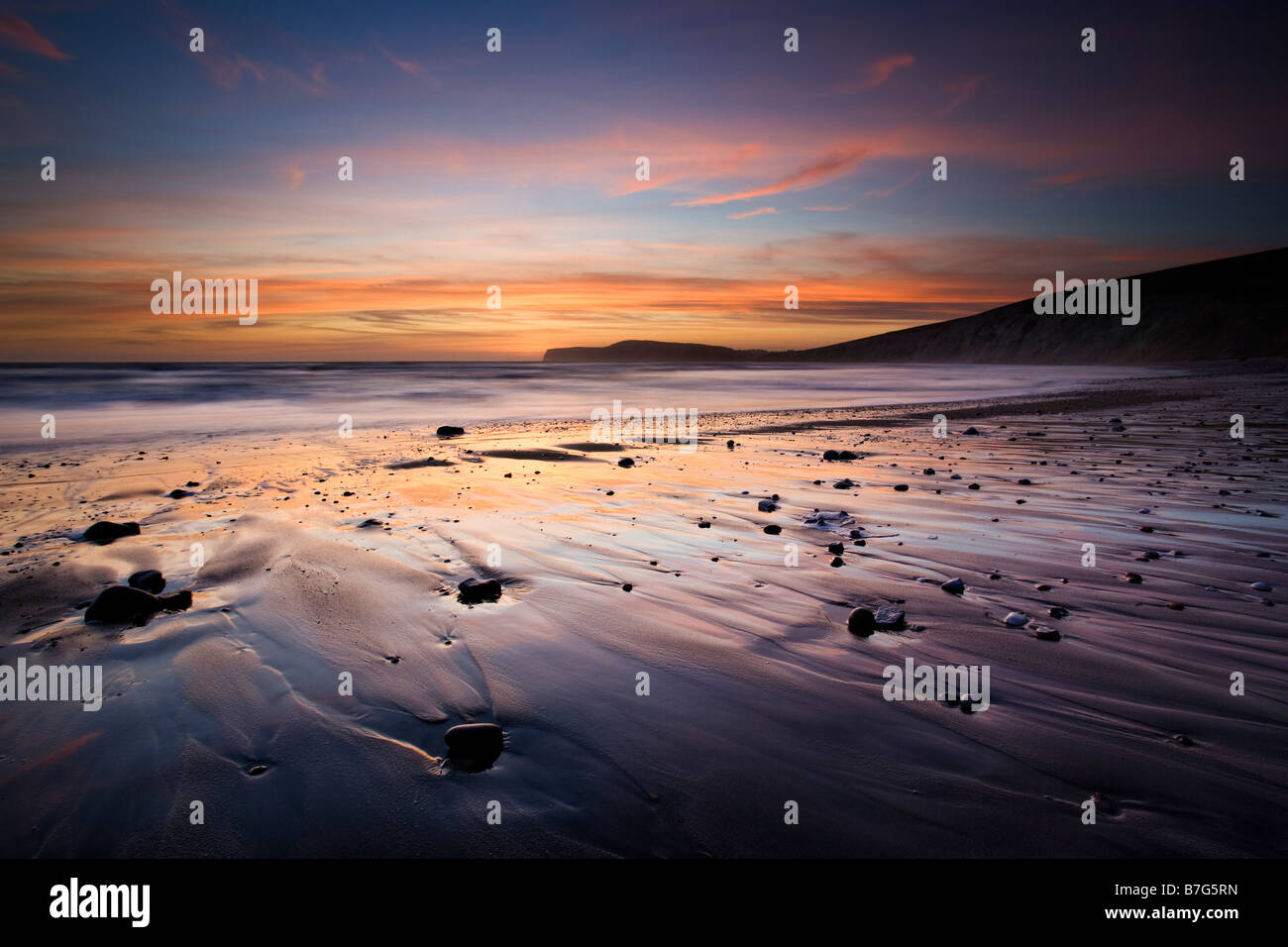 Sunset over Compton Bay, Isle of Wight Stock Photo - Alamy