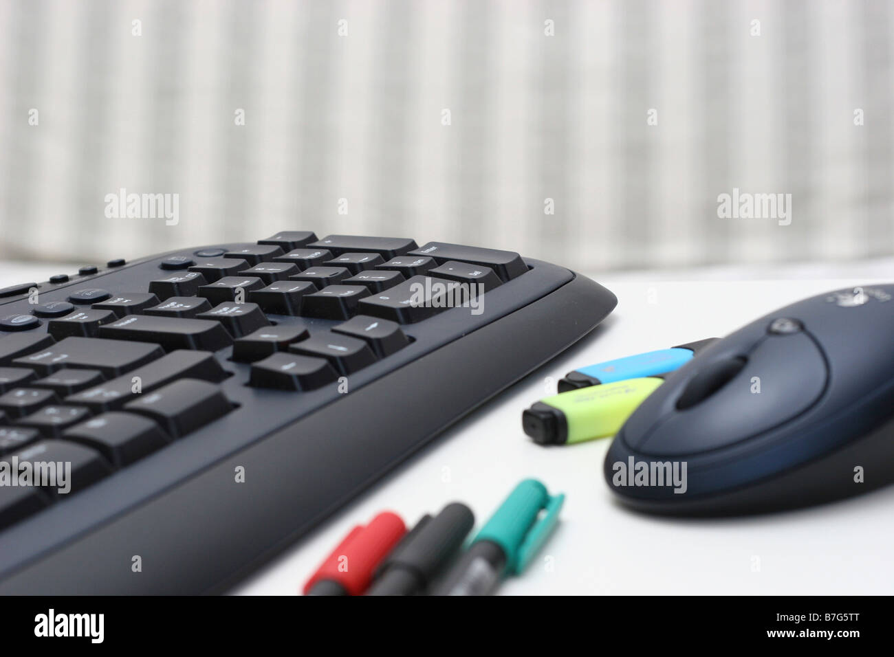 Computer keyboard and wireless mouse on white background Stock Photo ...