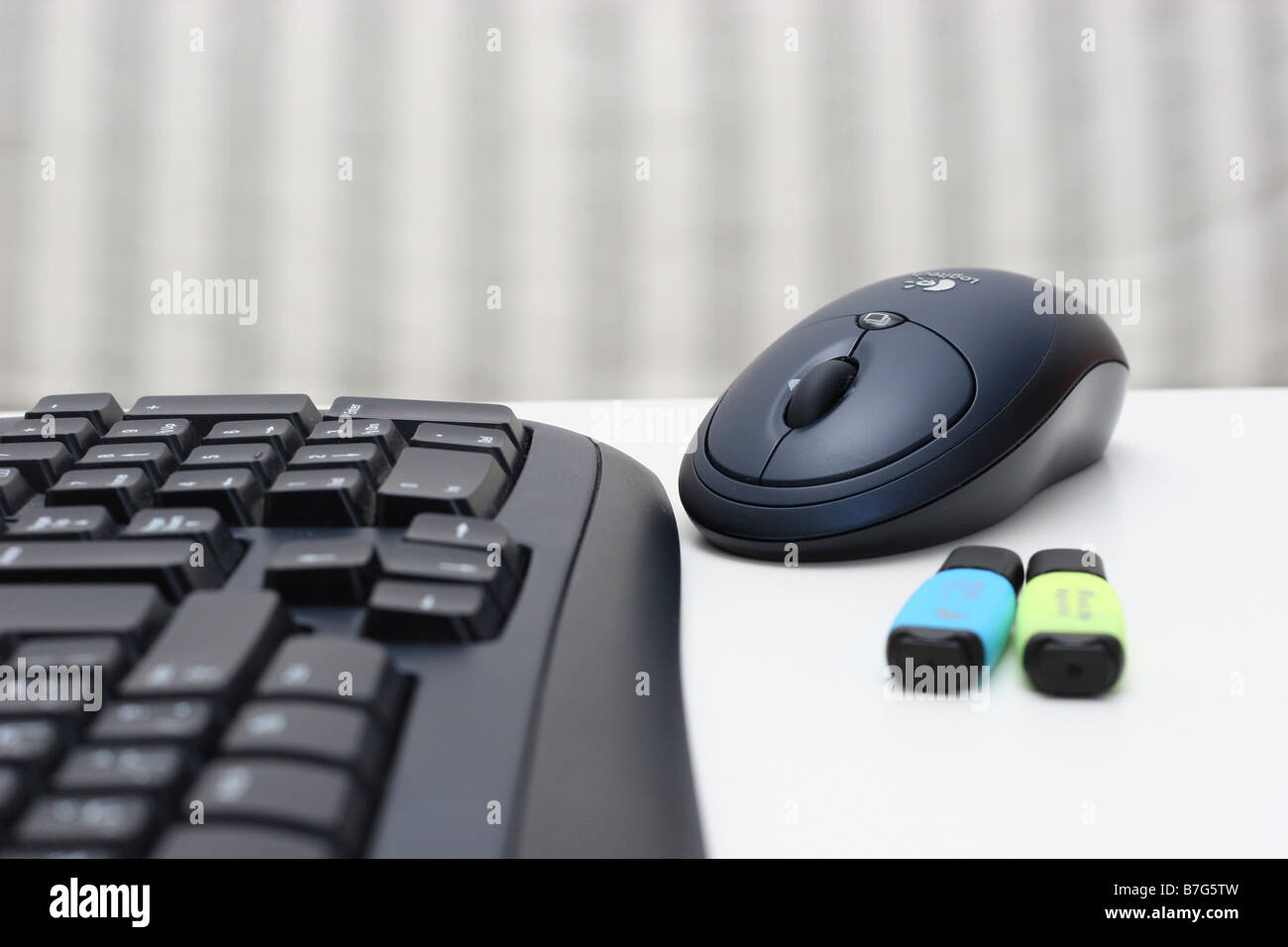 Computer keyboard and wireless mouse on white background Stock Photo ...
