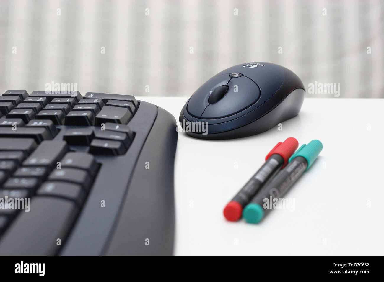Computer keyboard and wireless mouse on white background Stock Photo ...