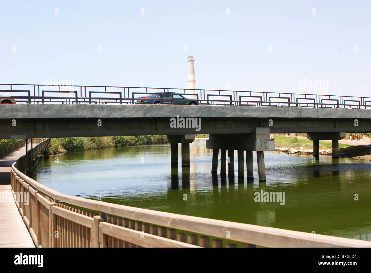Israel Tel Aviv Hayarkon Park Rokah bridge over the Yarkon River Stock ...