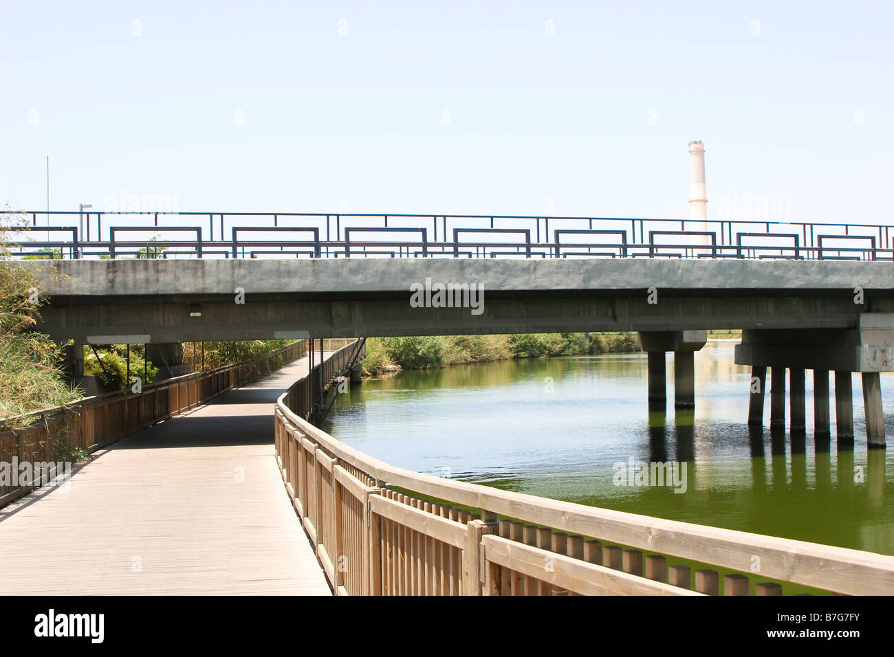 Israel Tel Aviv Hayarkon Park Rokah bridge over the Yarkon River Stock ...