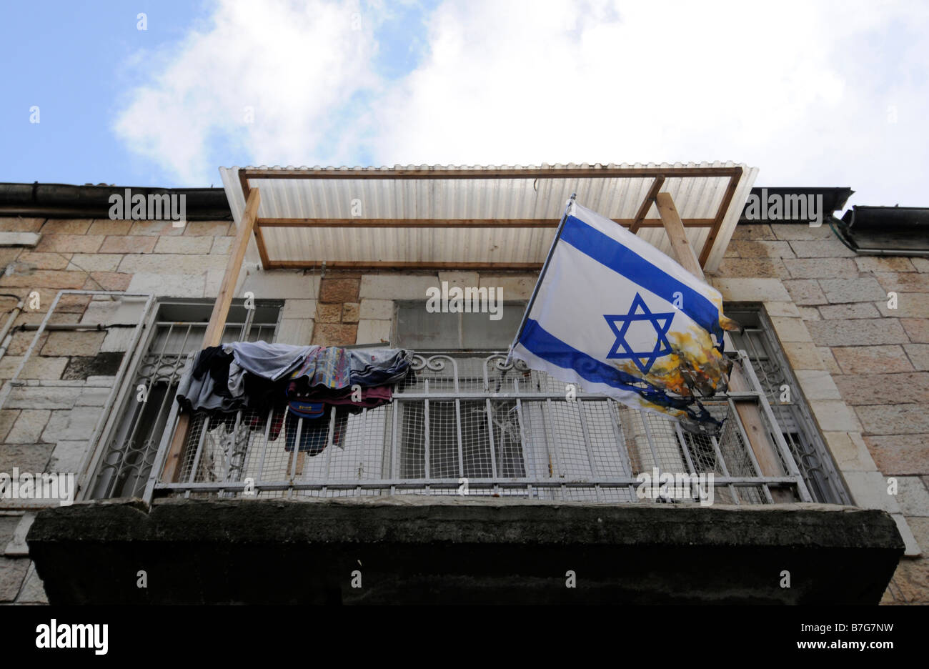 Half burnt Israeli flag in the ultra-orthodox Jewish neighbourhood of ...