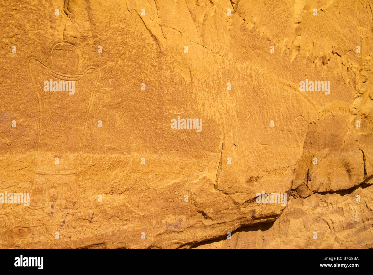 Rock carving at Wadi Rum desert Jordan Stock Photo - Alamy