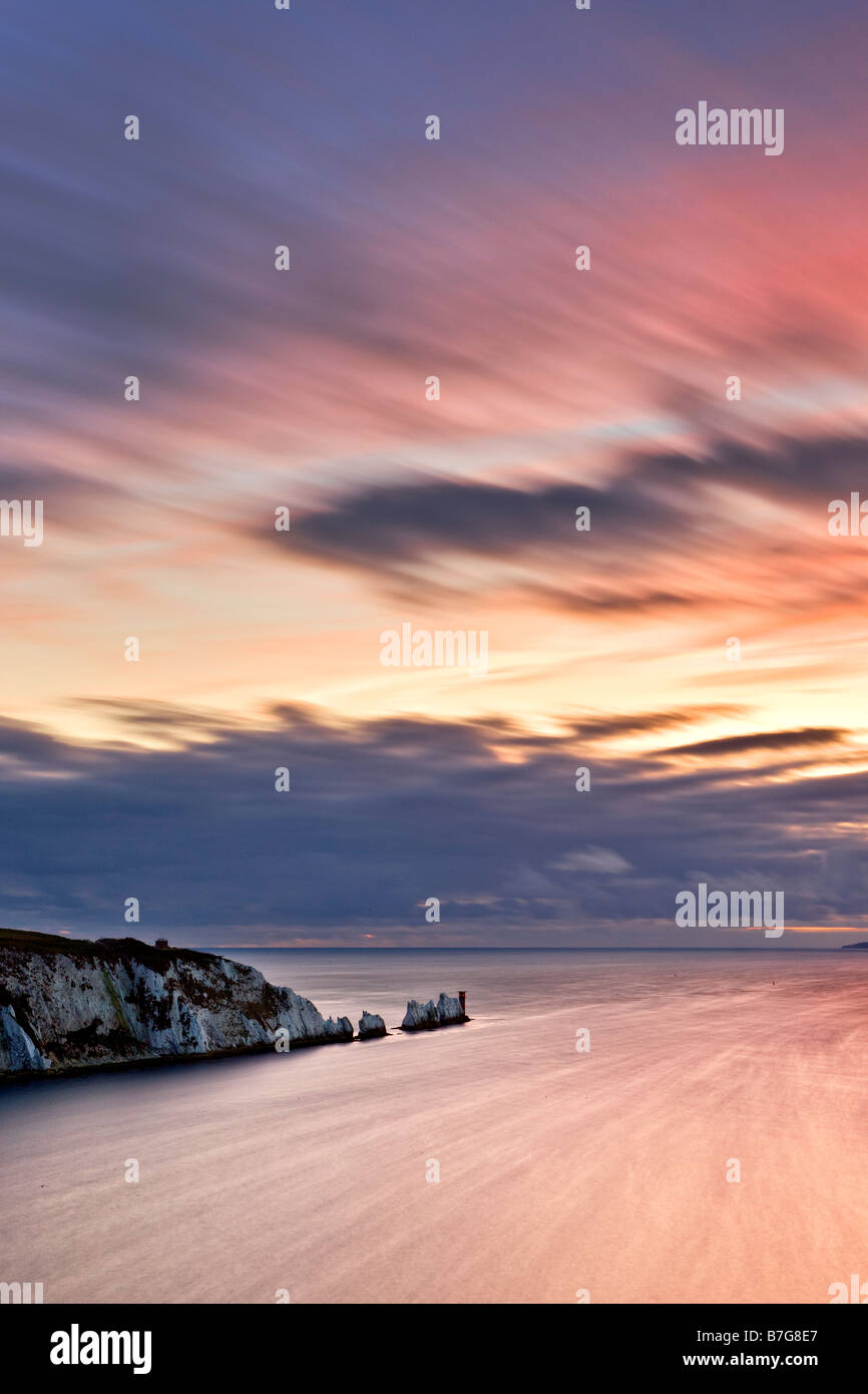 Sunset over The Needles, Isle of Wight Stock Photo - Alamy